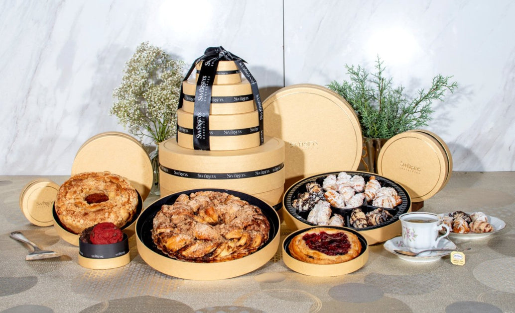 Deluxe Gold 5 Tier Round Gourmet Bakery Gift Box | Swerseys Chocolate