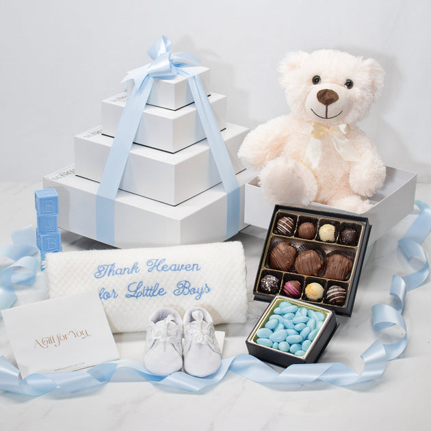 Heaven Sent Baby Boy Chocolate Gift Tower | Swerseys Chocolate