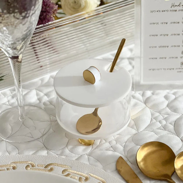 Rosh Hashanah Honey Dish with Gold Spoon | Swerseys Chocolate