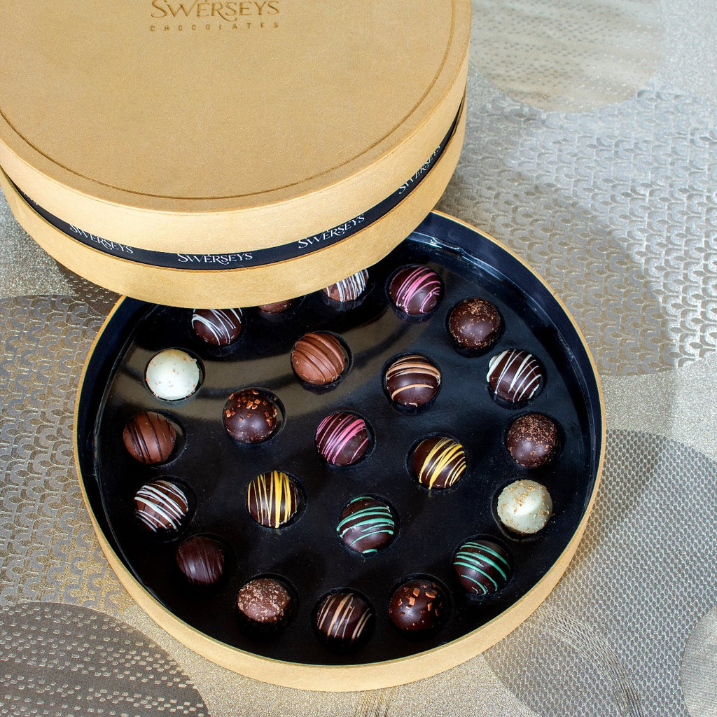 Elegant Gold Gourmet Truffle Assortment Gift Box | Swerseys Chocolate