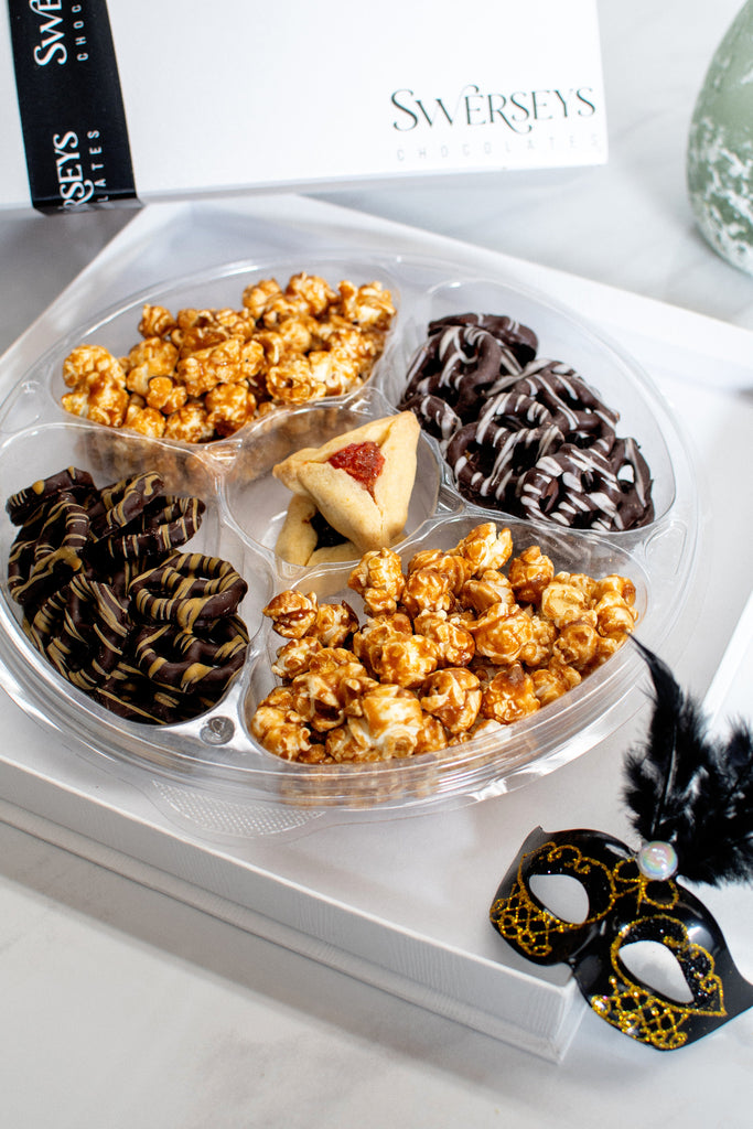Purim Gift Box Gourmet Chocolate Drizzle Pretzels & Carmel Glazed ...